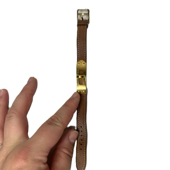 Hermes | Jewelry | Vintage Hermes Kelly H Lock Bracelet Brown Leather ...